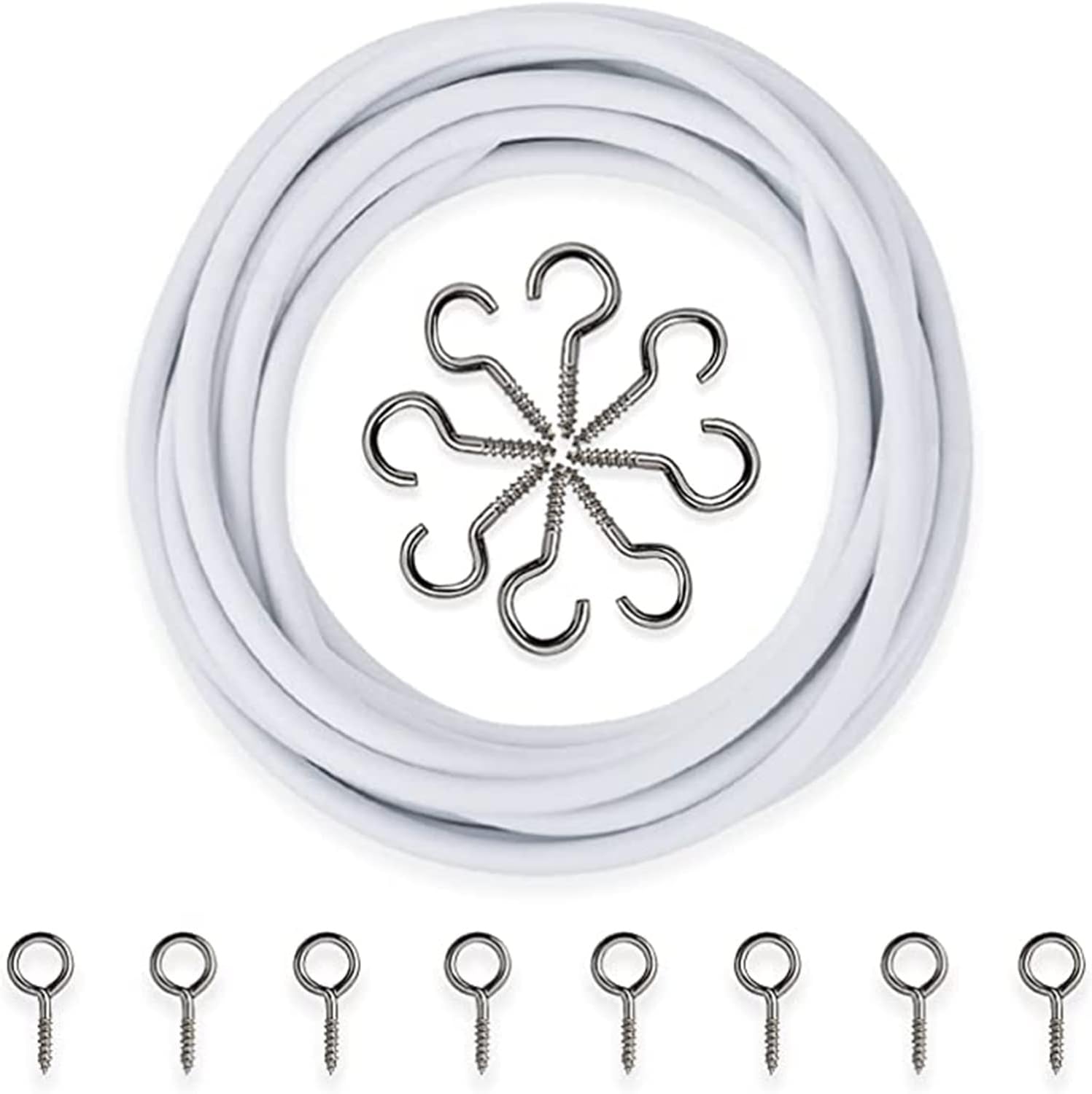 Curtain Wire with Self-adhesive Hooks, Hooks and Eyes for Net Curtain ...