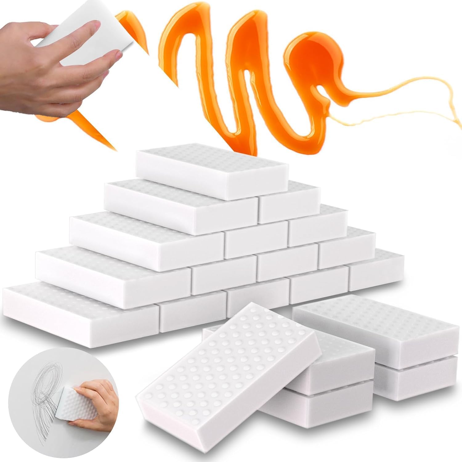 Magic Sponge Eraser,16Pcs 2X Extra Durable Melamine Sponge Foam, All ...