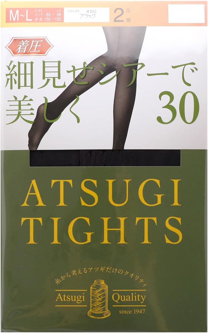 Amazon | アツギ ATSUGI アツギタイツ ATSUGI TIGHTS 着圧 タイツ 30デニール 2足組 発熱(BK-ブラック、M-L) | タイツ 通販