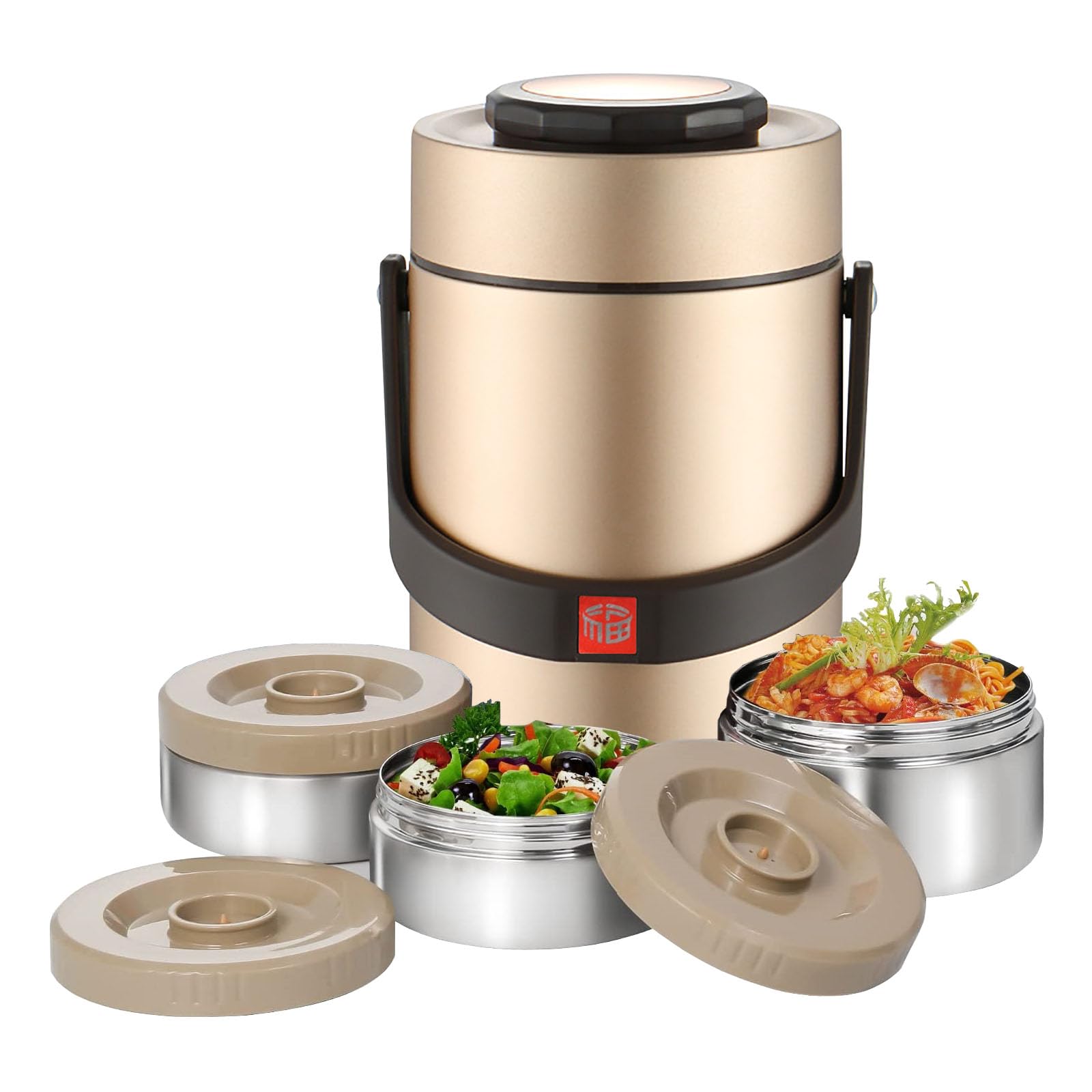 Insulated Food Container,3-Tier 2.3L Vacuum Insulated Stainless Steel ...