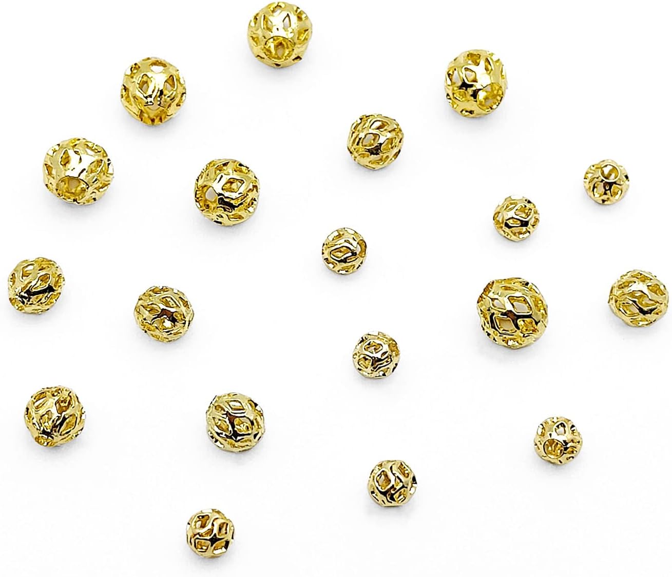 Amazon.com: 90PCS 14K Gold Plated Hollow Round Filigree Brass Metal ...