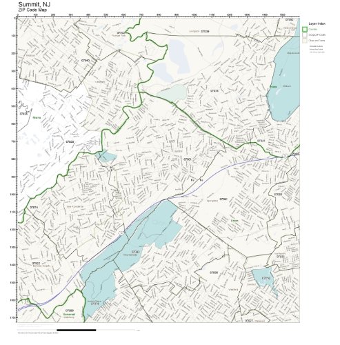 ZIP Code Wall Map of Summit, NJ ZIP Code Map Not Laminated: Amazon.com ...