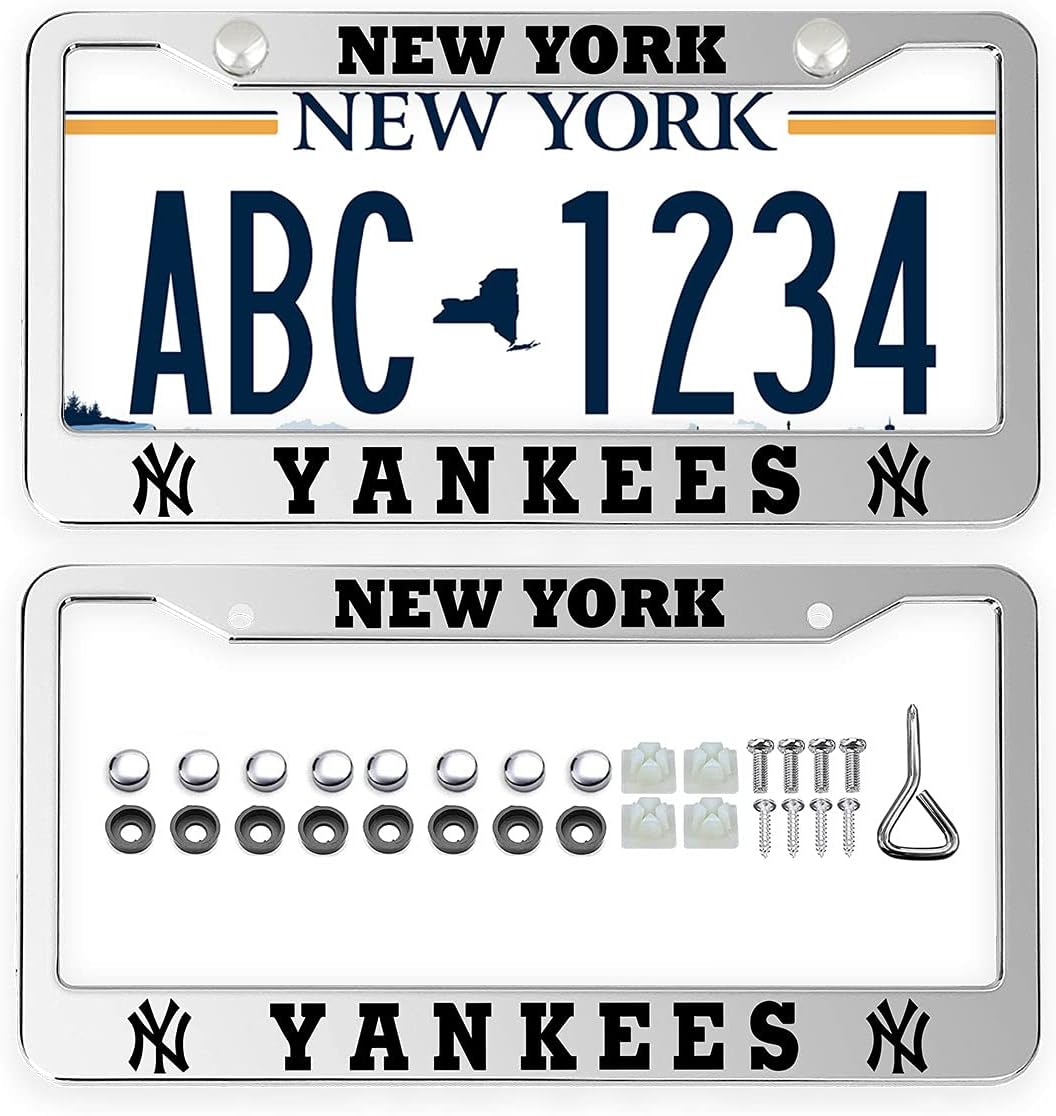Amazon.com: 2 Pack Fit for Yankees License Plate Frames ,Newest Matte ...