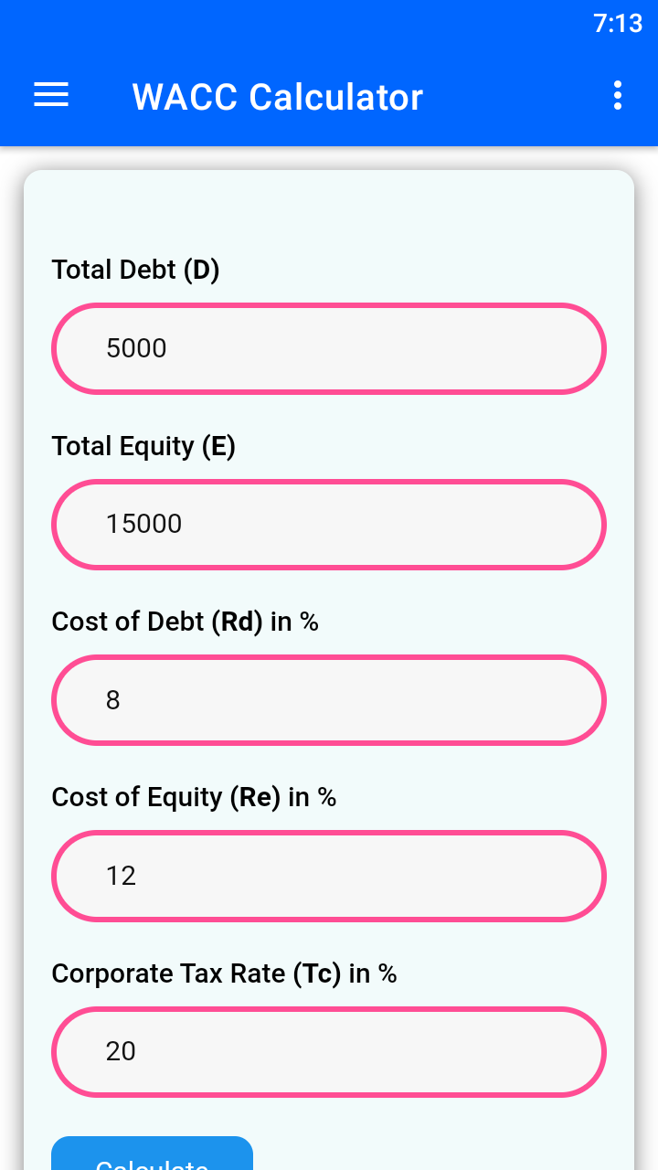 WACC Calculator - App on Amazon Appstore