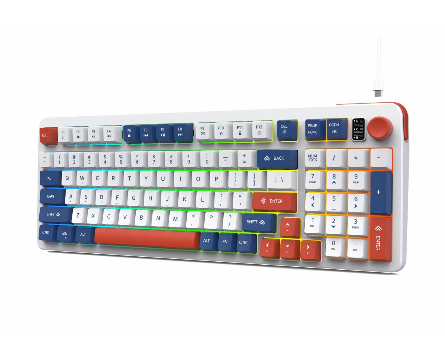 96% Wired Gaming Keyboard,Light Up Creamy Membrane Computer Keyboard ...