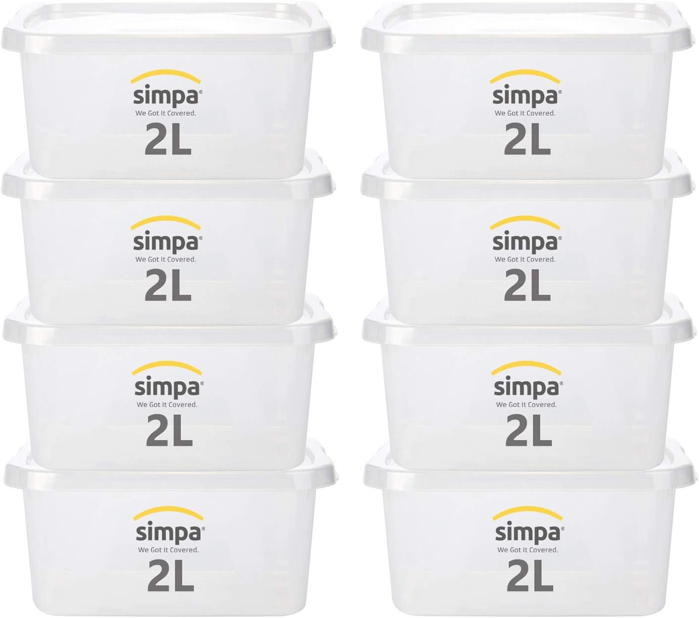 2L 2 Litre Transparent Clear Plastic Storage Box with Clip Lock Lid ...