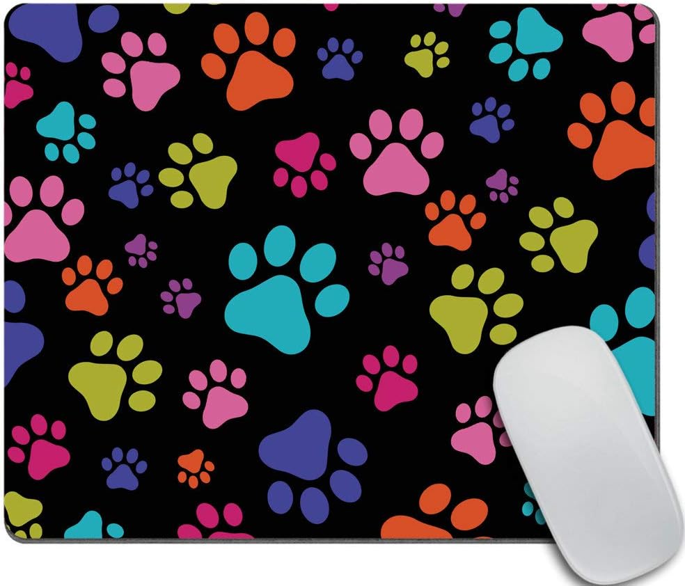 Amazon.com : Amcove Non-Slip Rectangle Mousepad, Multicolor Dog Paws ...