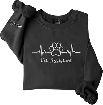 Suseaz Custom Embroidered Vet Assistant Sweatshirt, Veterinary Medicine ...