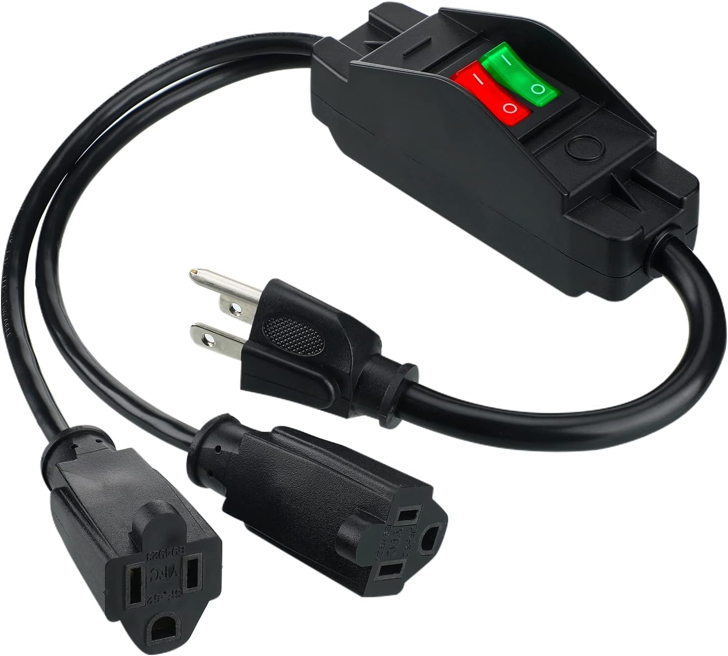 Amazon.com: Power Cord Extension Y Splitter with ON Off Switch Plug ...