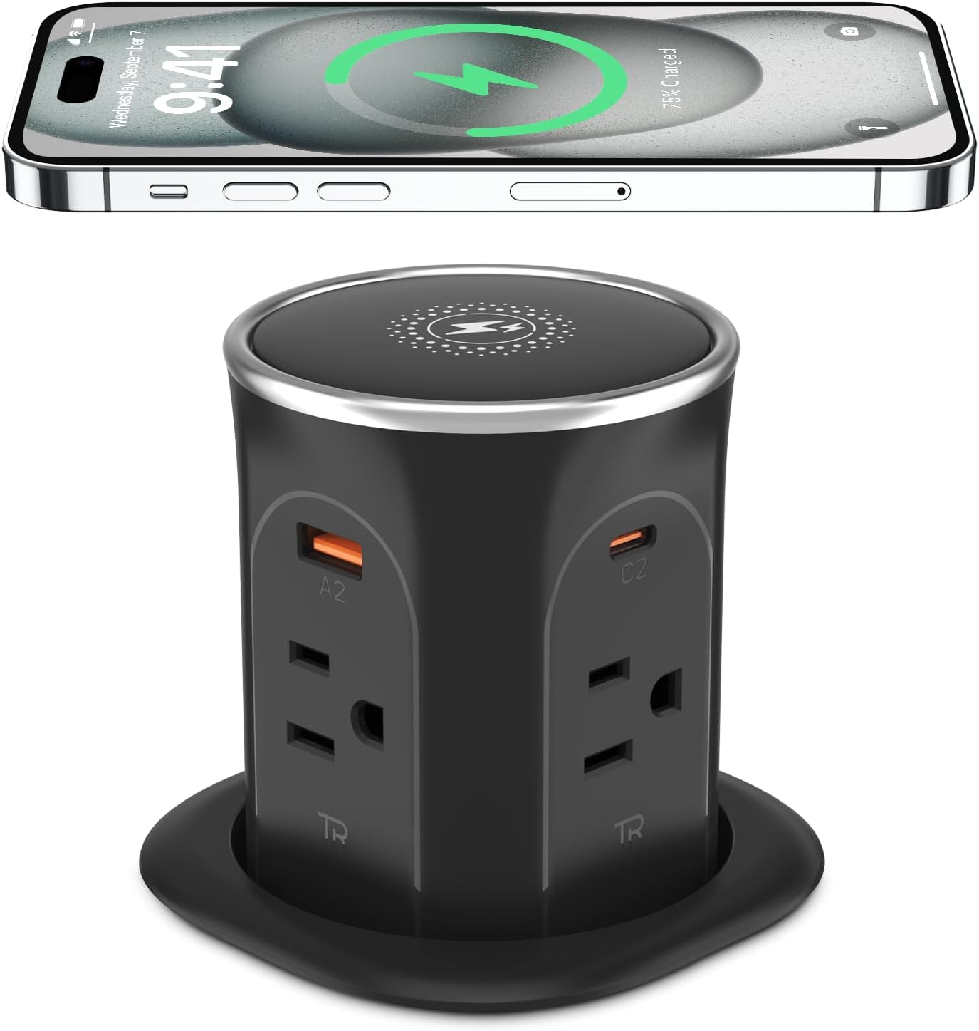 Amazon.com: 3.15in Pop Up Countertop Outlet with 15W Wireless Charger ...