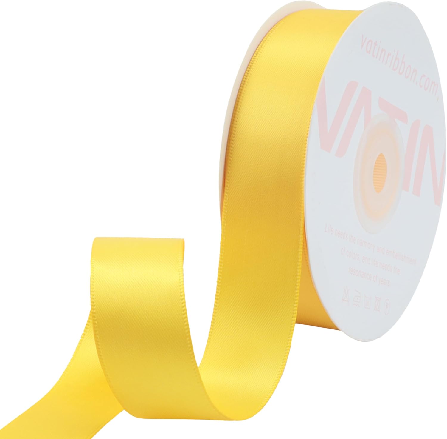 Amazon.com: VATIN Double Face Maize Yellow Satin Ribbon 7/8" Continuous ...