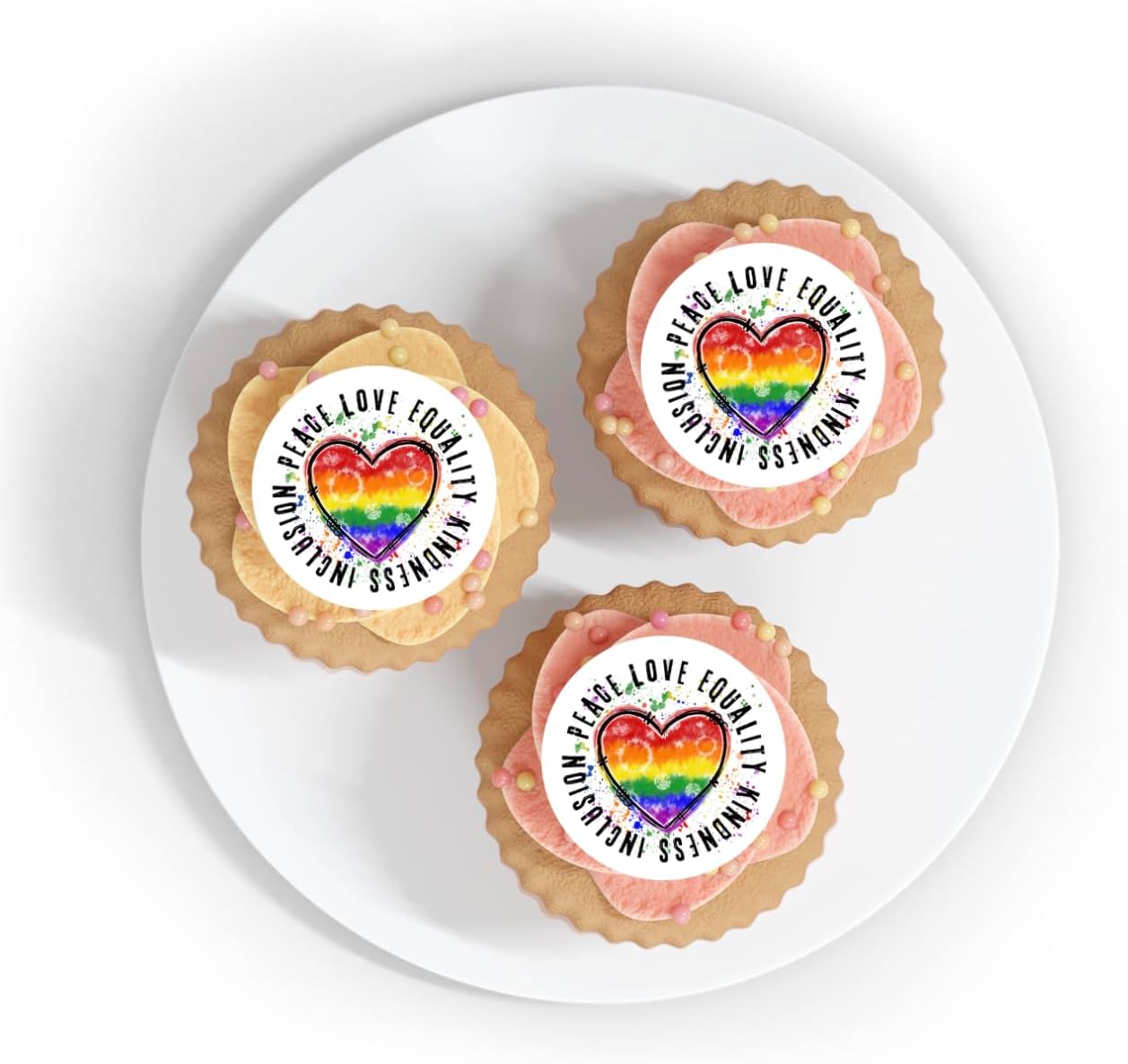 Amazon.com: Pride Love Edible Cupcake Topper Decorations, Pre-Cut ...