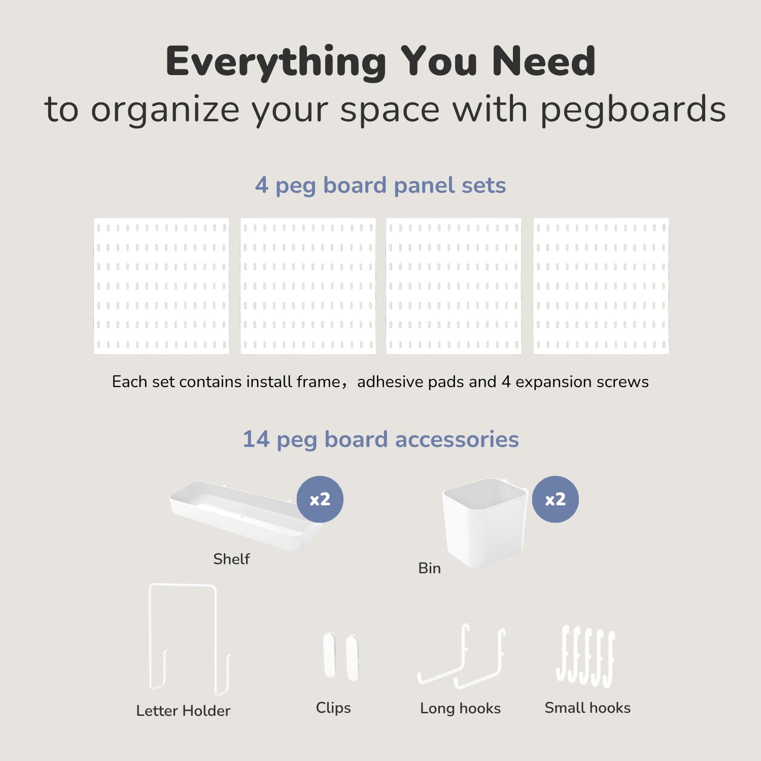 Snapklik.com : Keepo Peg Board Wall Organizer Plastic Pegboard Panels ...