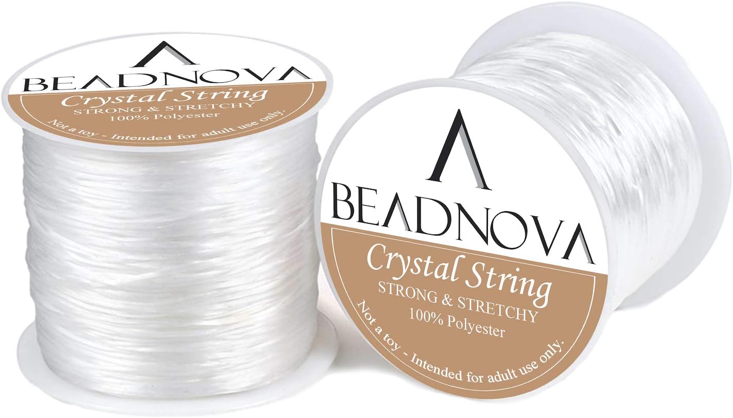 Amazon.com: BEADNOVA Crystal String 1mm Flat Bracelet String Bead ...