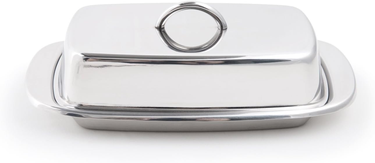 Amazon.com | StainlessLUX Stainless Steel Covered Butter Dish, 7.25 by ...