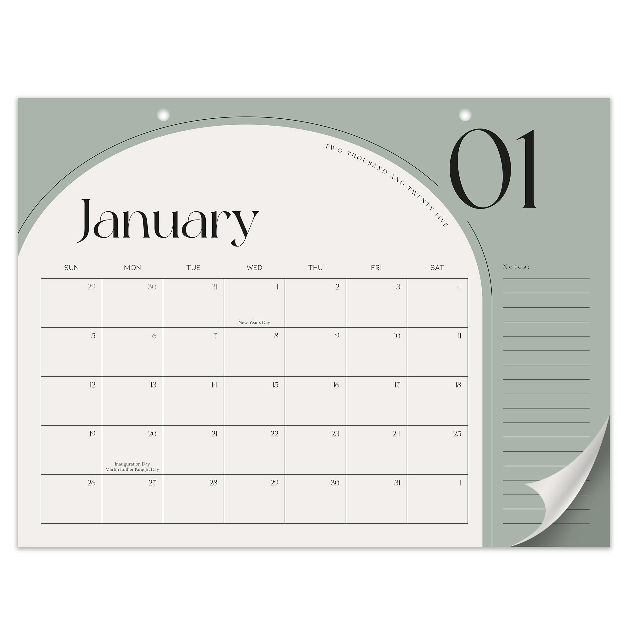 Snapklik.com : Aesthetic Sage Green Desk Calendar 2024-2025 - Runs From ...