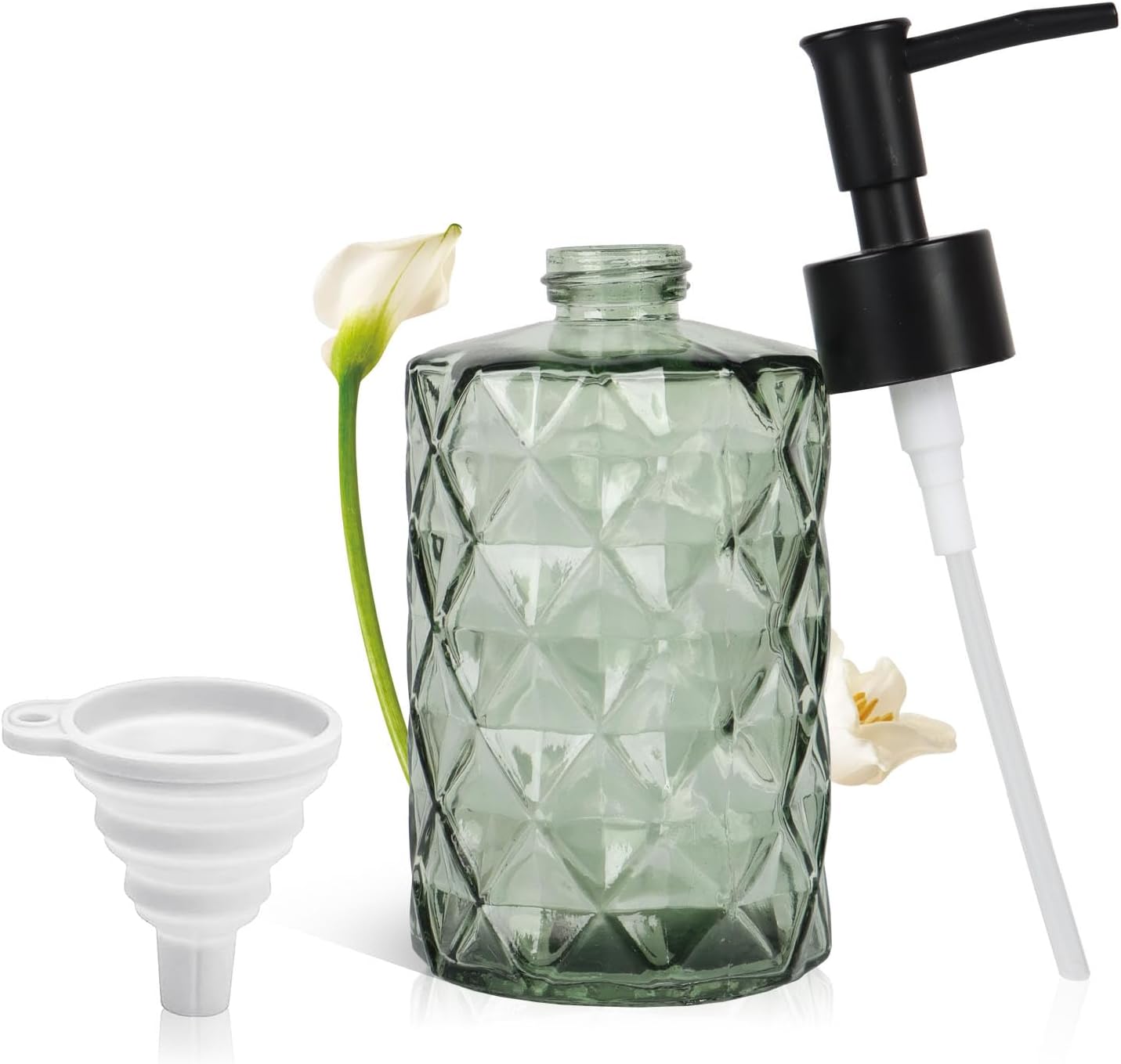 Amazon.com: Green Glass Soap Dispenser, 11 Oz/330ml Liquid Hand Lotion ...