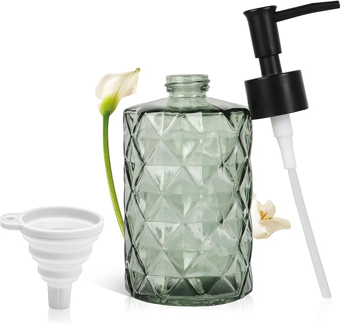Amazon.com: Green Glass Soap Dispenser, 11 Oz/330ml Liquid Hand Lotion ...