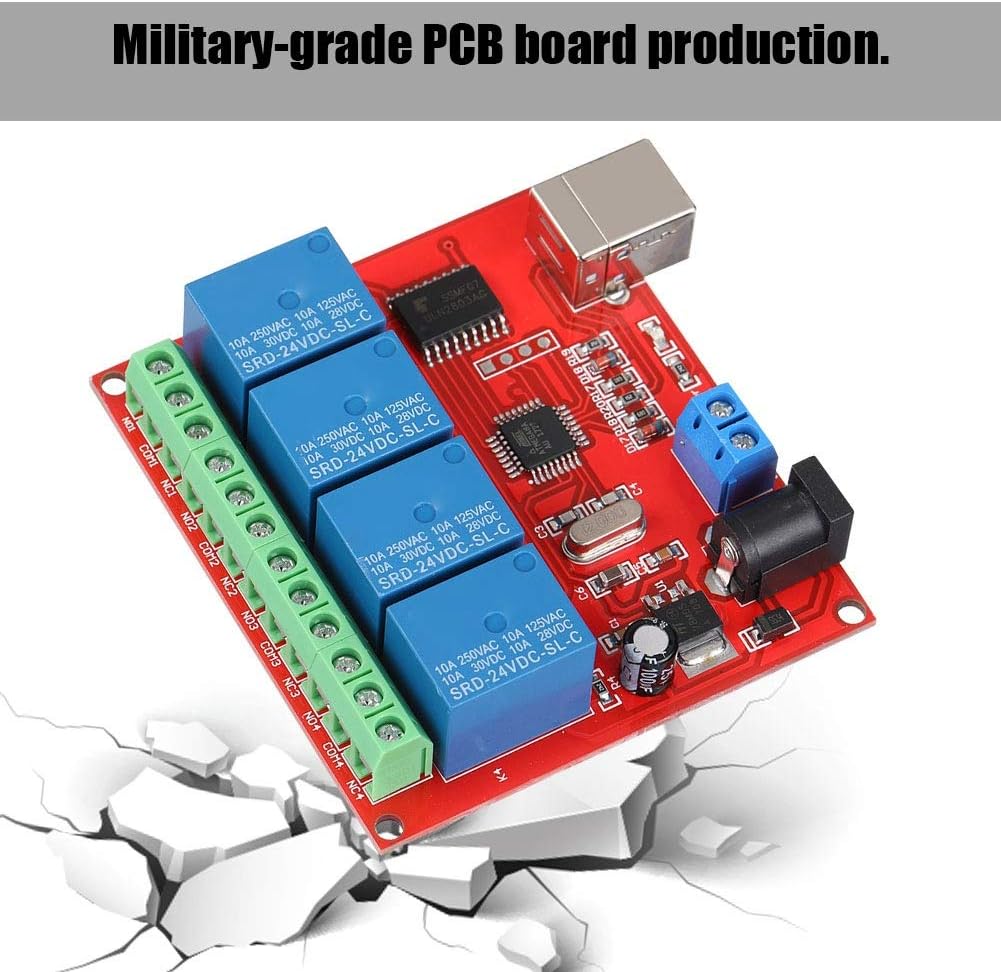 Deansh USB PC Relay Drive Module, 4-Channel 24V Computer USB Smart ...