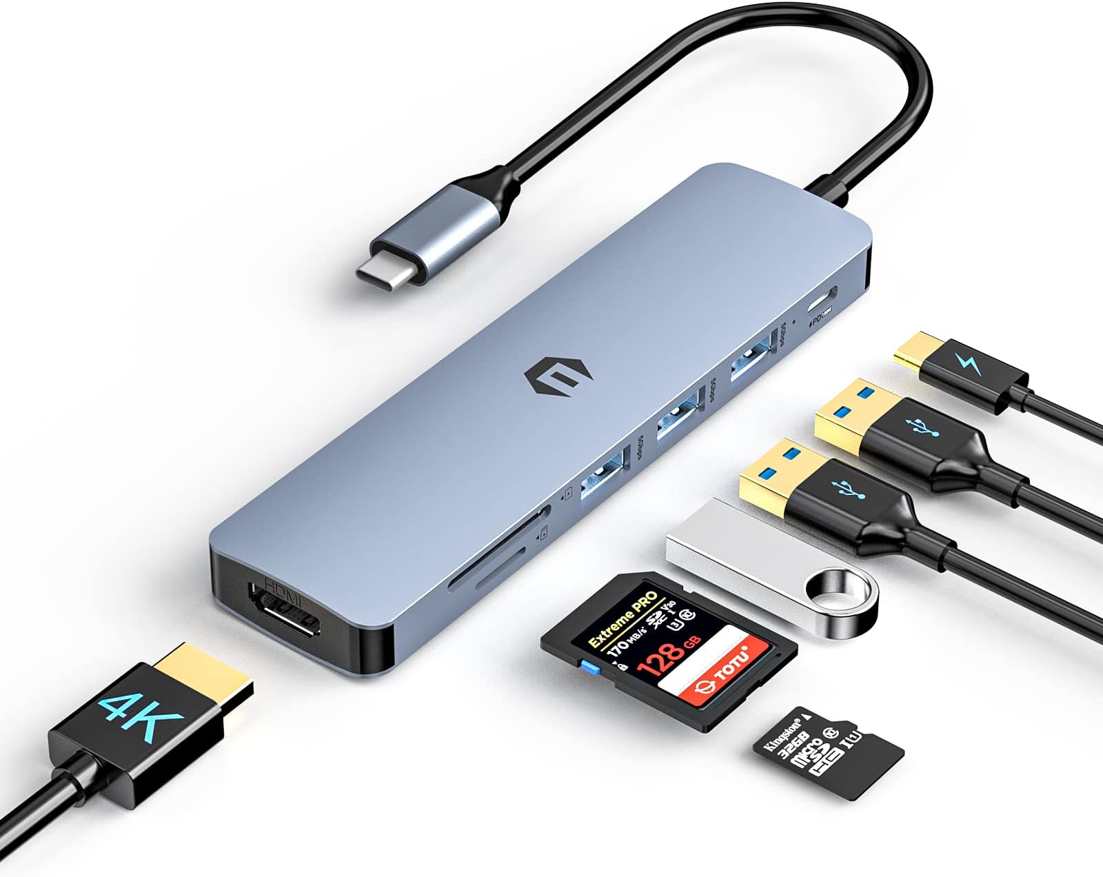 Amazon.com: TOTU 7-in-1 USB C Hub with 4K HDMI, Multiport USB C Adapter ...
