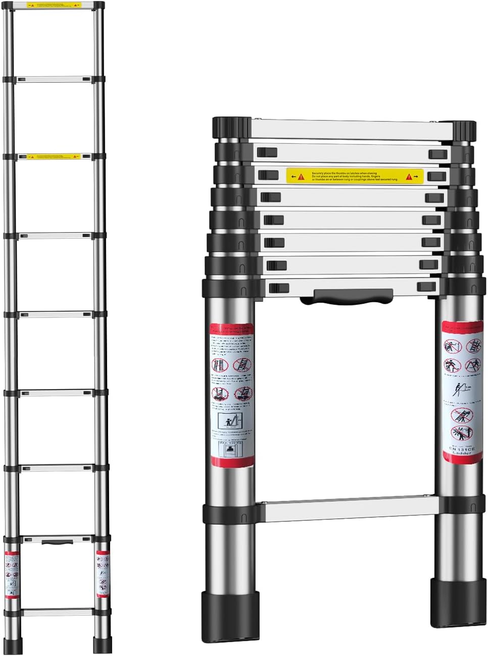 JINAOTELY Telescoping Ladder,8.5 Ft Compact Aluminum Telescopic ...