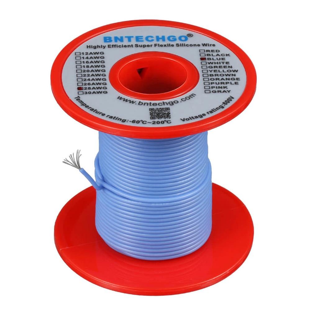 Snapklik.com : 28 Gauge Silicone Wire Spool 250 Ft Blue Flexible 28 AWG ...