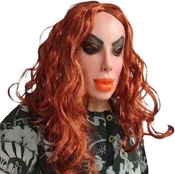 Amazon.com: x-merry toy Realistic Female Latex Mask with Wig Halloween ...