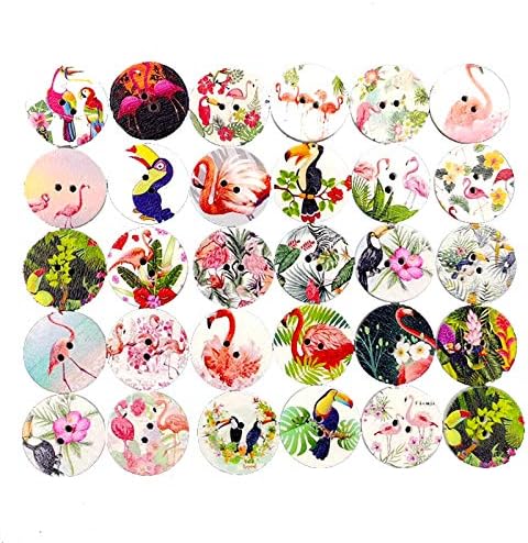 KanDery 200PCS Round Shape Wooden Buttons for DIY Crafts, 2 Holes Heart ...