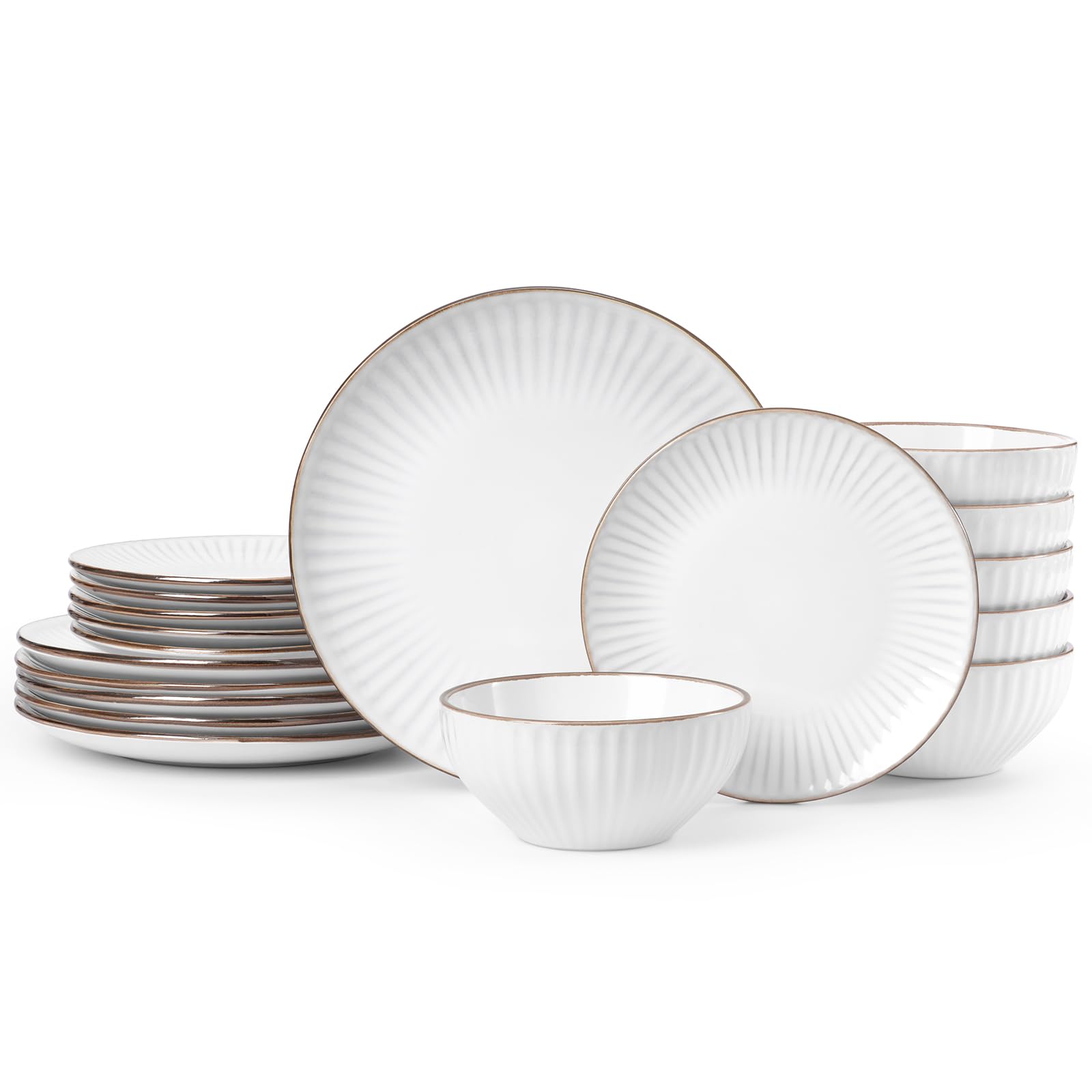 Amazon.com | Famiware Plates and Bowls Sets, 18 Pieces Stoneware ...