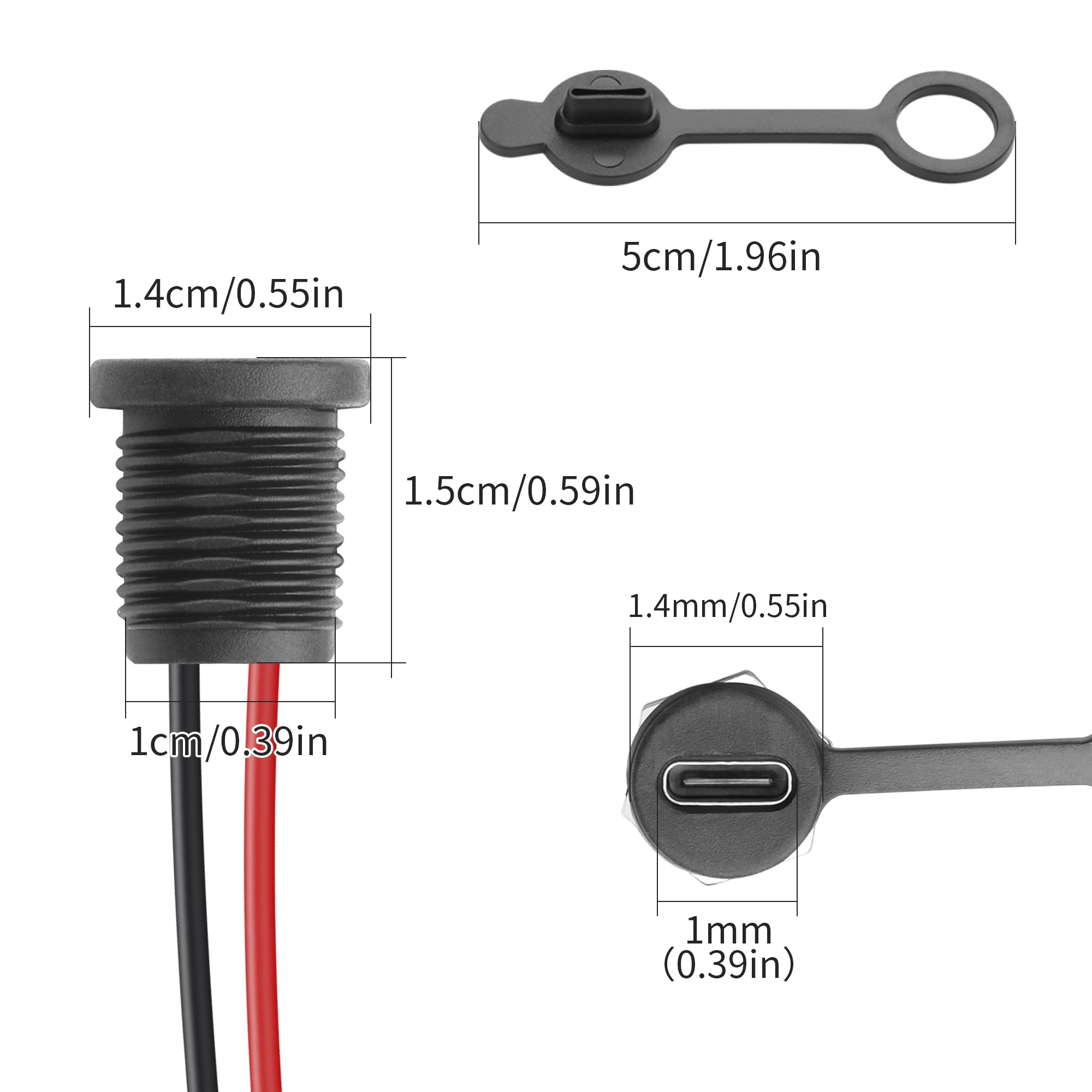 Snapklik.com : YACSEJAO 2 Pin Type-C Female Chassis 22AWG USB C Female ...