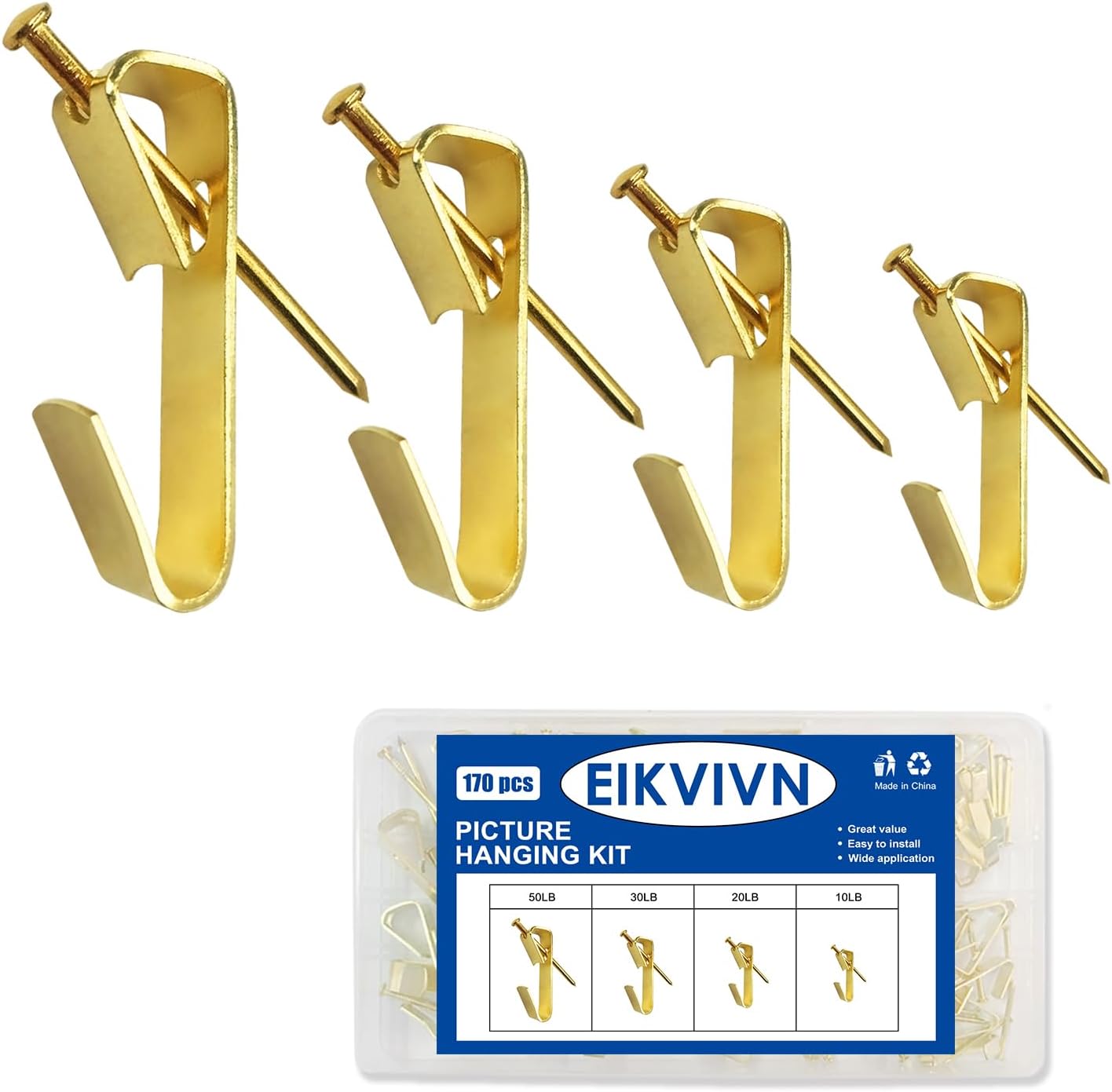 20 lb Picture Hangers, Supports up to 20 Pounds, Set of 20 (20 Hangers ...