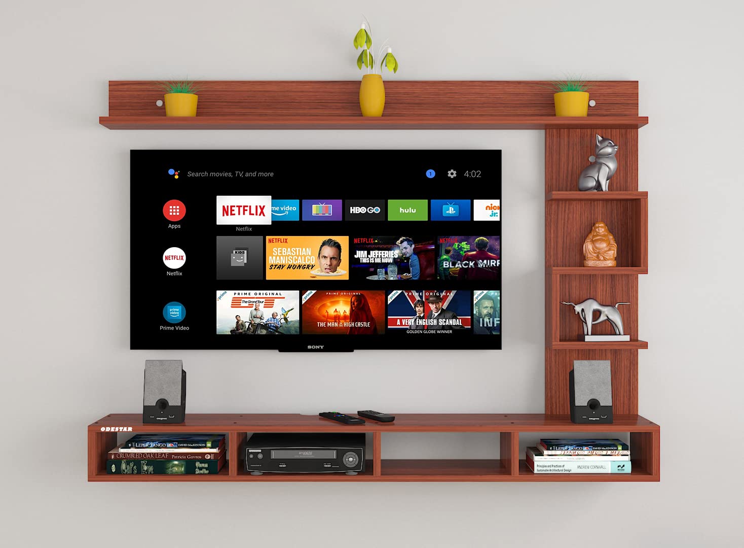 Odestar Primex Engineered Wood Tv Wall Unit, Set Top Box Stand, Walnut ...