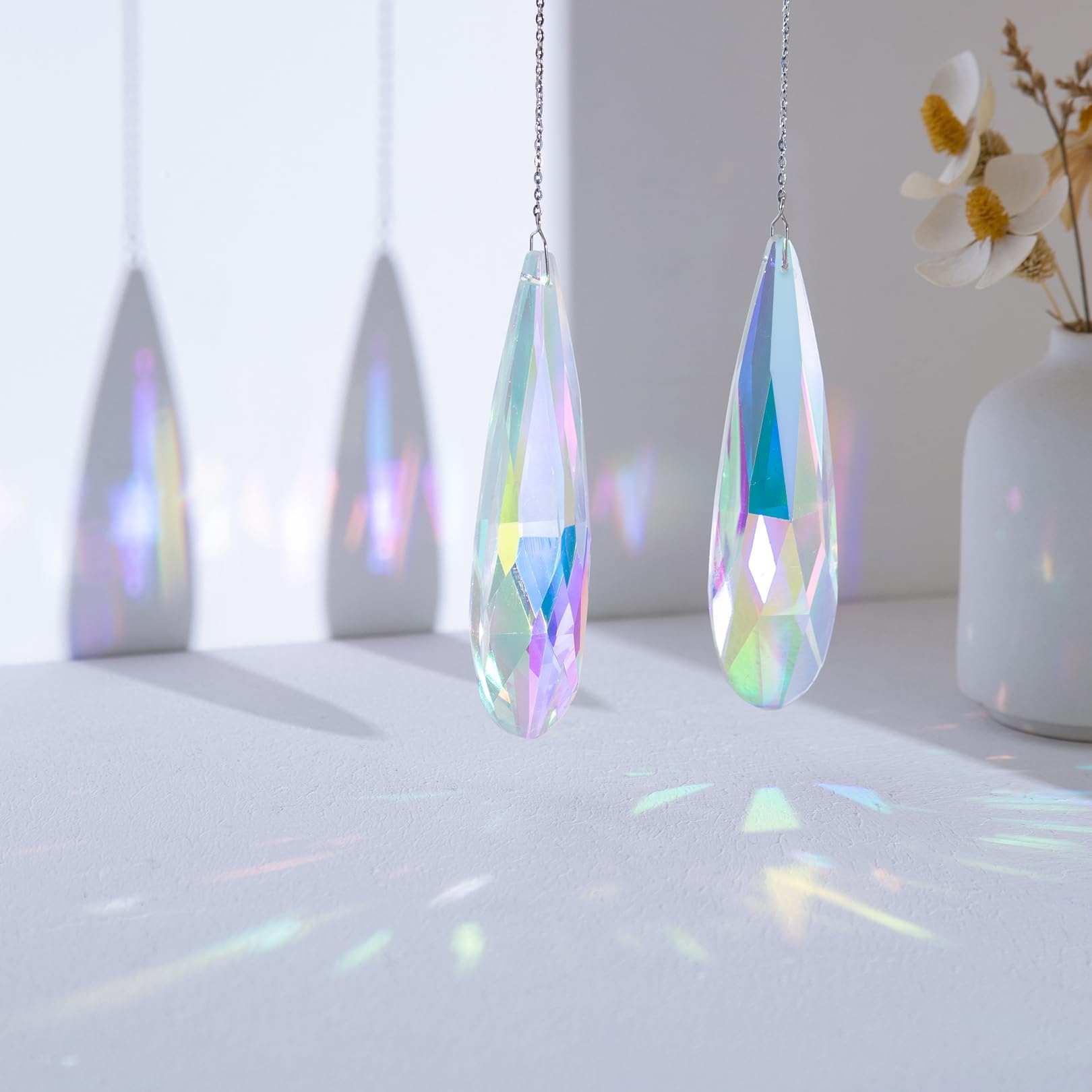 Amazon.com: 2PCS Water Drop Crystal Suncatcher Rainbow Maker Sun Catchers Indoor Window Prism ...