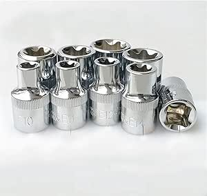 Amazon.com: KOVNOVI Sockets 3/8 1/2 Inch Torx Socket Sets E4 E5 E6 E7 E8 E10 E11 E12 E14 E16 E18 ...