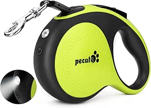 Amazon | Pecute 伸縮リード LEDライト付き 引き込み式犬リード 巻き取りがスムーズで 強いナイロンテープ 一時停止 小・中・大型犬対応 荷重30kg 長さ5m ...