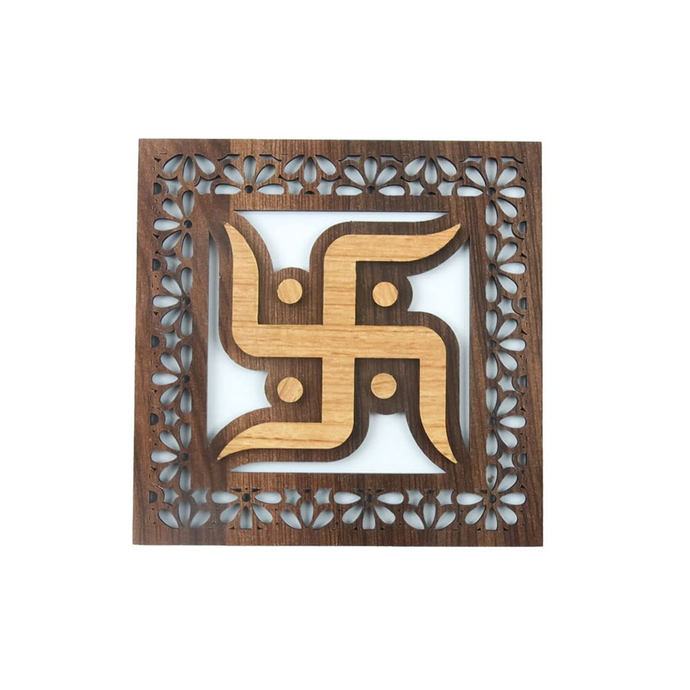 Buy Creata® Decorative Wooden Finish Hanging Swastik Symbol for Home ...