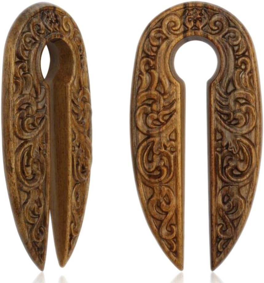 Amazon.com: 8mm(0g) Handmade Wood Carved Plugs Ear Gauges : Clothing ...