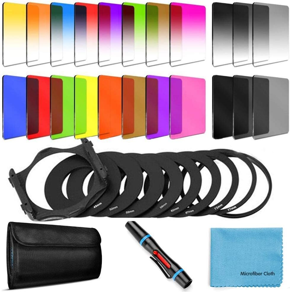 24 PCS Square Filter Kit ND Filters Graduated Full Color Lens Filter ...