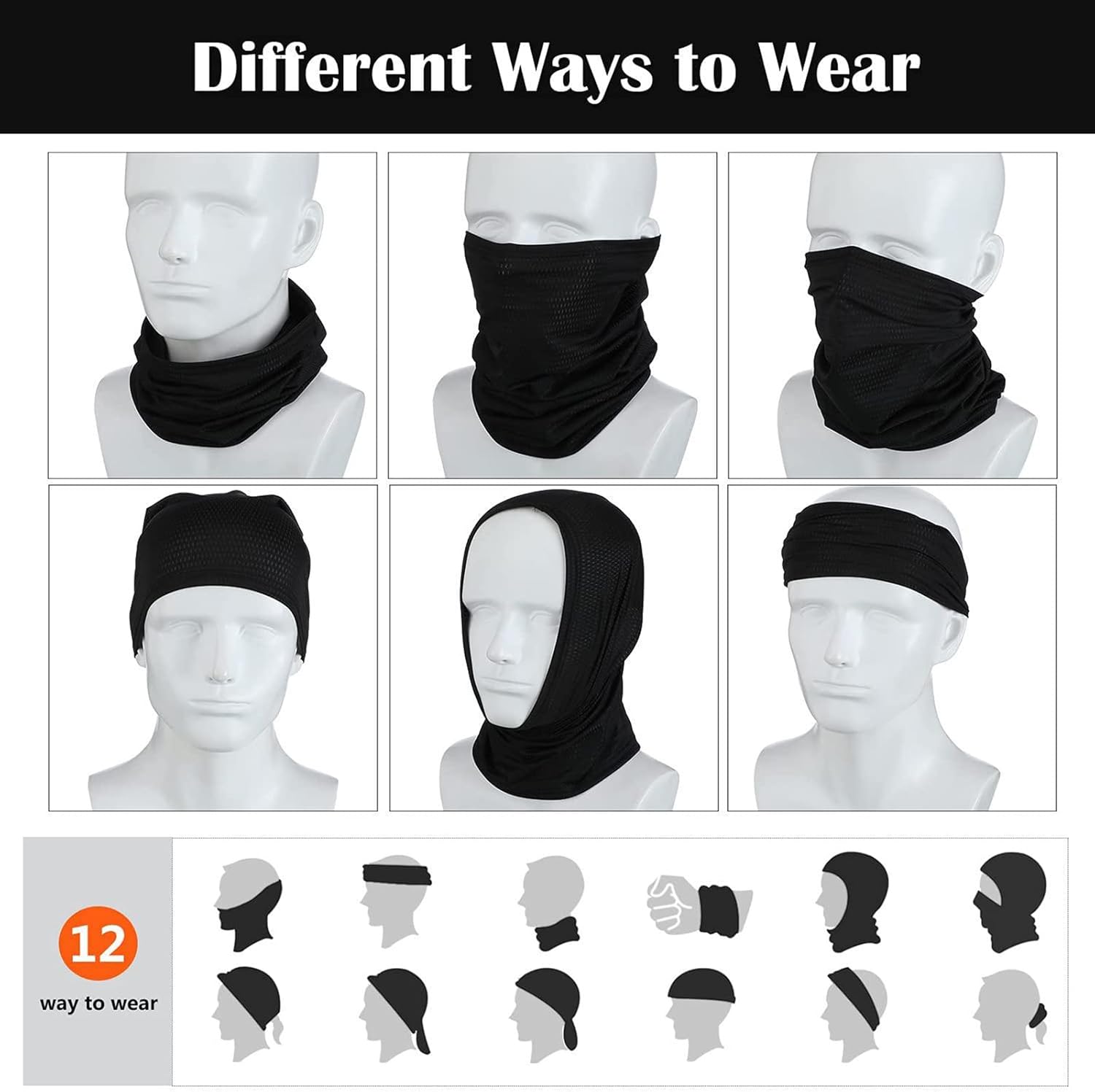 3 PCS Summer Face Cover Scarf UV Protection Neck Gaiter Sunscreen ...