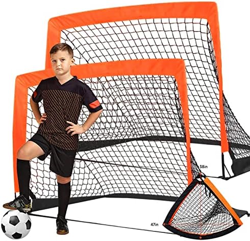 Portable Soccer Goal, Set of 2 Pop Up Training Soccer Goals Net Set ...