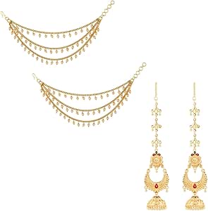 Amazon.com: Efulgenz Indian Traditional Ear Chains Indian Jewellery for ...