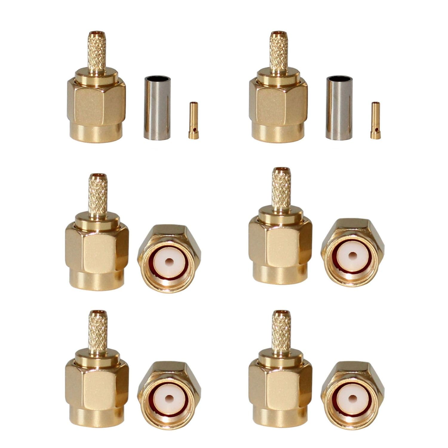 Amazon.com: aohsunetc SMA Coaxial Connector 10pcs RP-SMA-C-J1.5 Male Head Crimp for RG316 RG174 ...