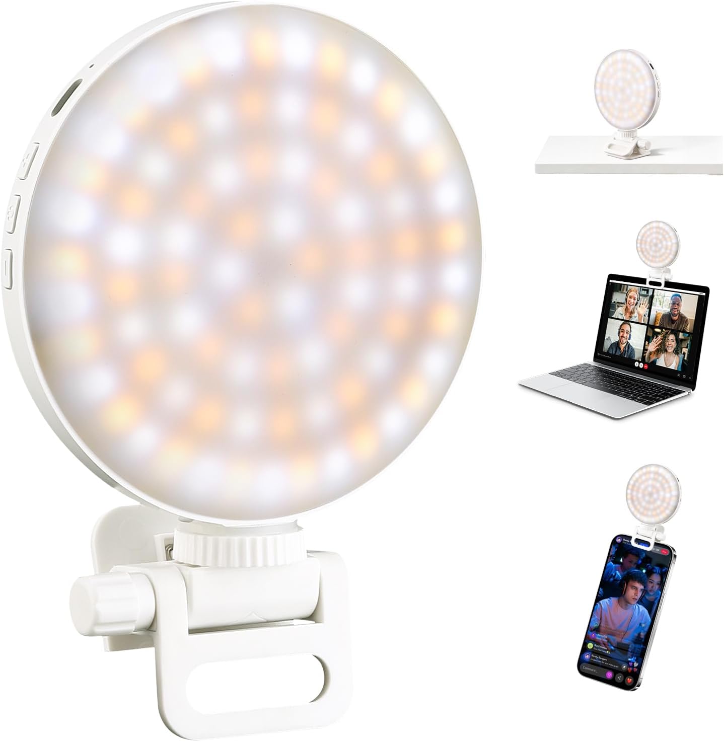 Amazon.com: Selfie Light, Clip on Light [Rechargeable], 360°+90 ...