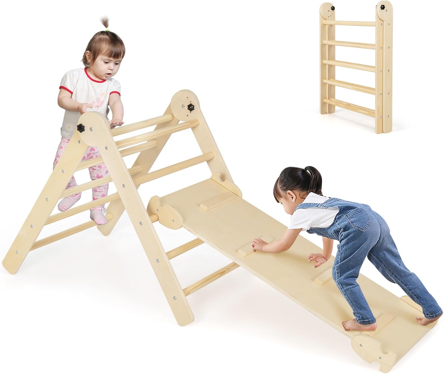 COSTWAY Toddler Climbing Frame, Foldable Kids Indoor Gym Playset with ...