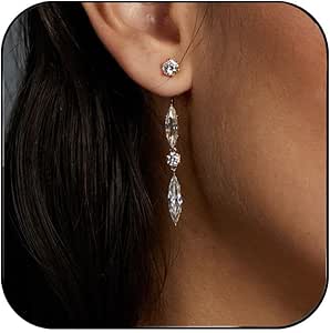 Amazon.com: XSBODY Dainty Cubic Zirconia Earrings for Women Dangling Sterling Silver Prom ...