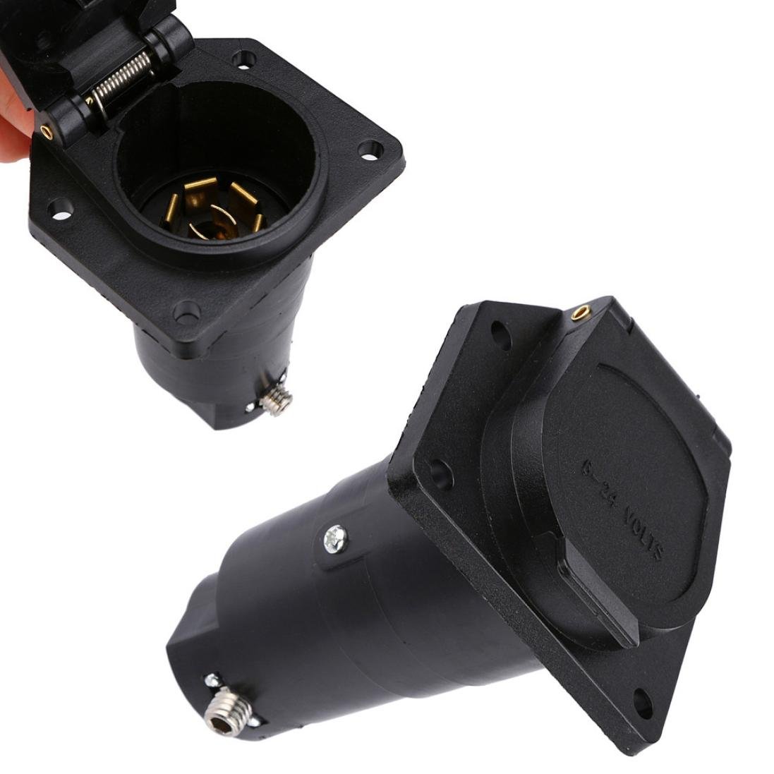 Buy Ecosin RV 7 Blade Female Socket Light Plug Connector Round Trailer ...