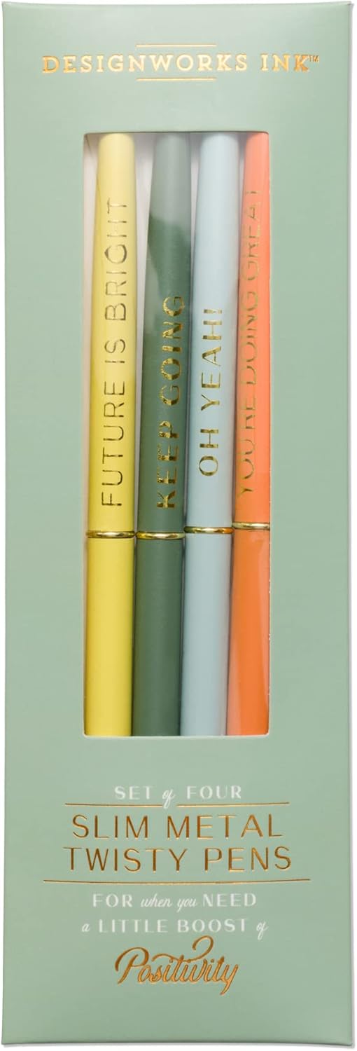 Amazon.com : DesignWorks Ink Set of 4 Slim Metal Twisty Pens ...