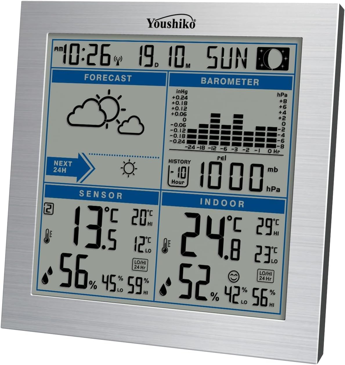 Technoline WS9612 Modern Weather Station Black : Amazon.co.uk: Garden