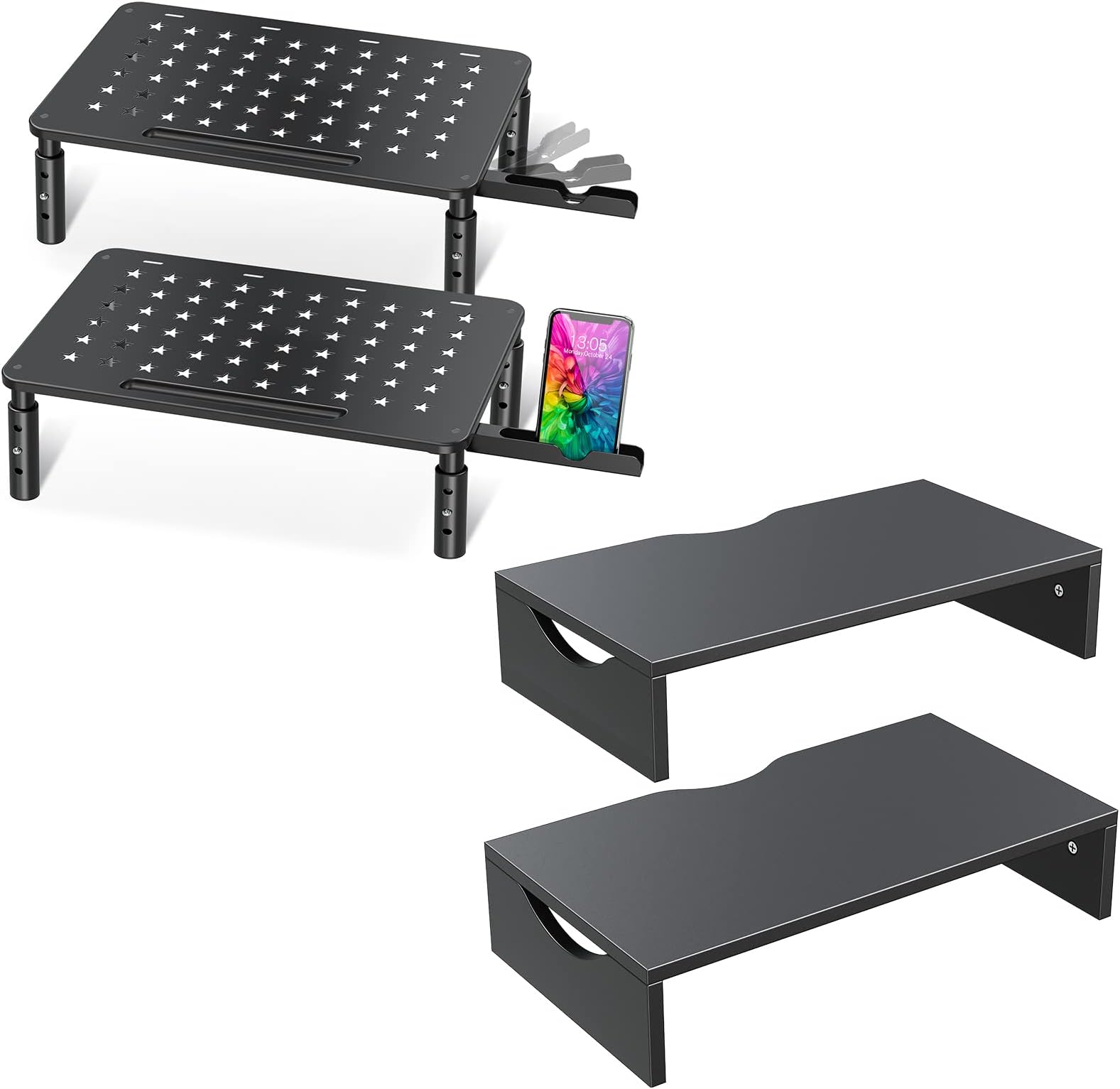 Amazon.com: Zimilar 2 Pack Monitor Stand , 3 Height Adjustable Stand ...