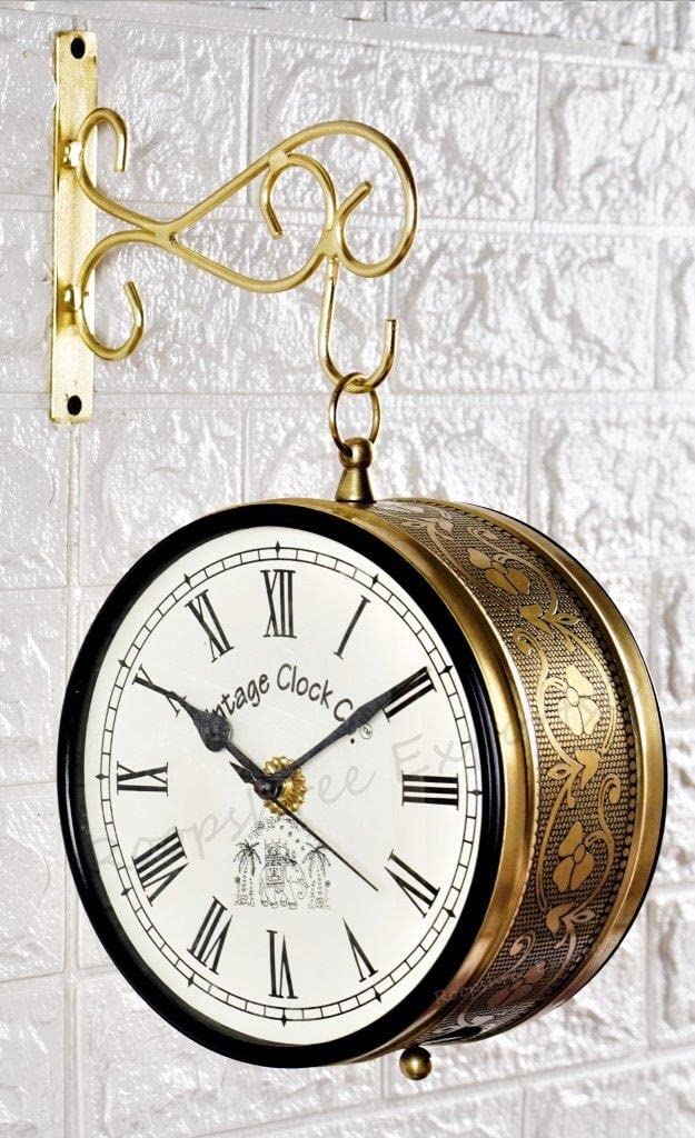 Buy Vintage Clock Handcrafted Double Side Wall Clock 1 Year Warranty ...